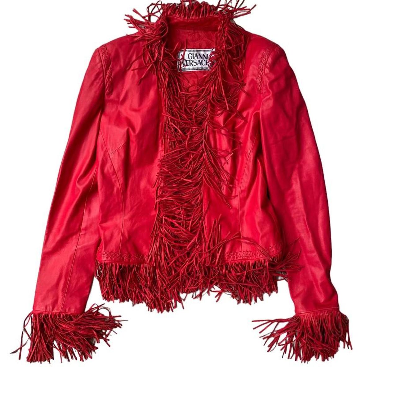 VERSACE - s/s 2002 leather fringe jacket seen in... - Depop