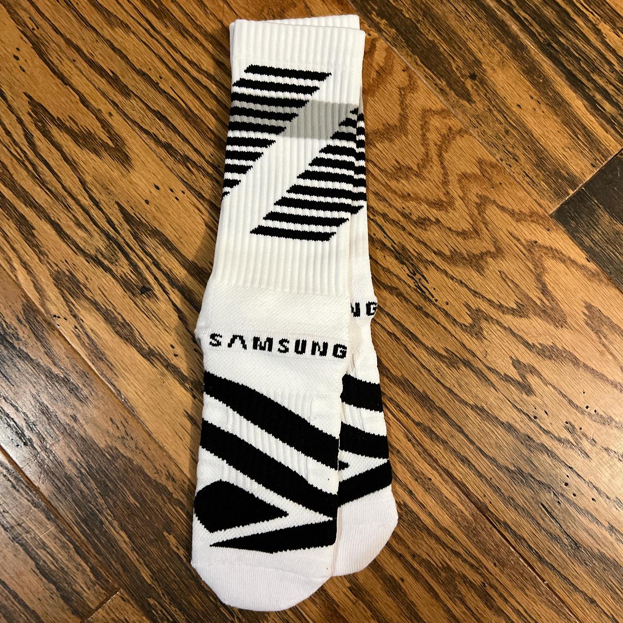 Black and white striped socks Brand: Samsung Padded... | Depop
