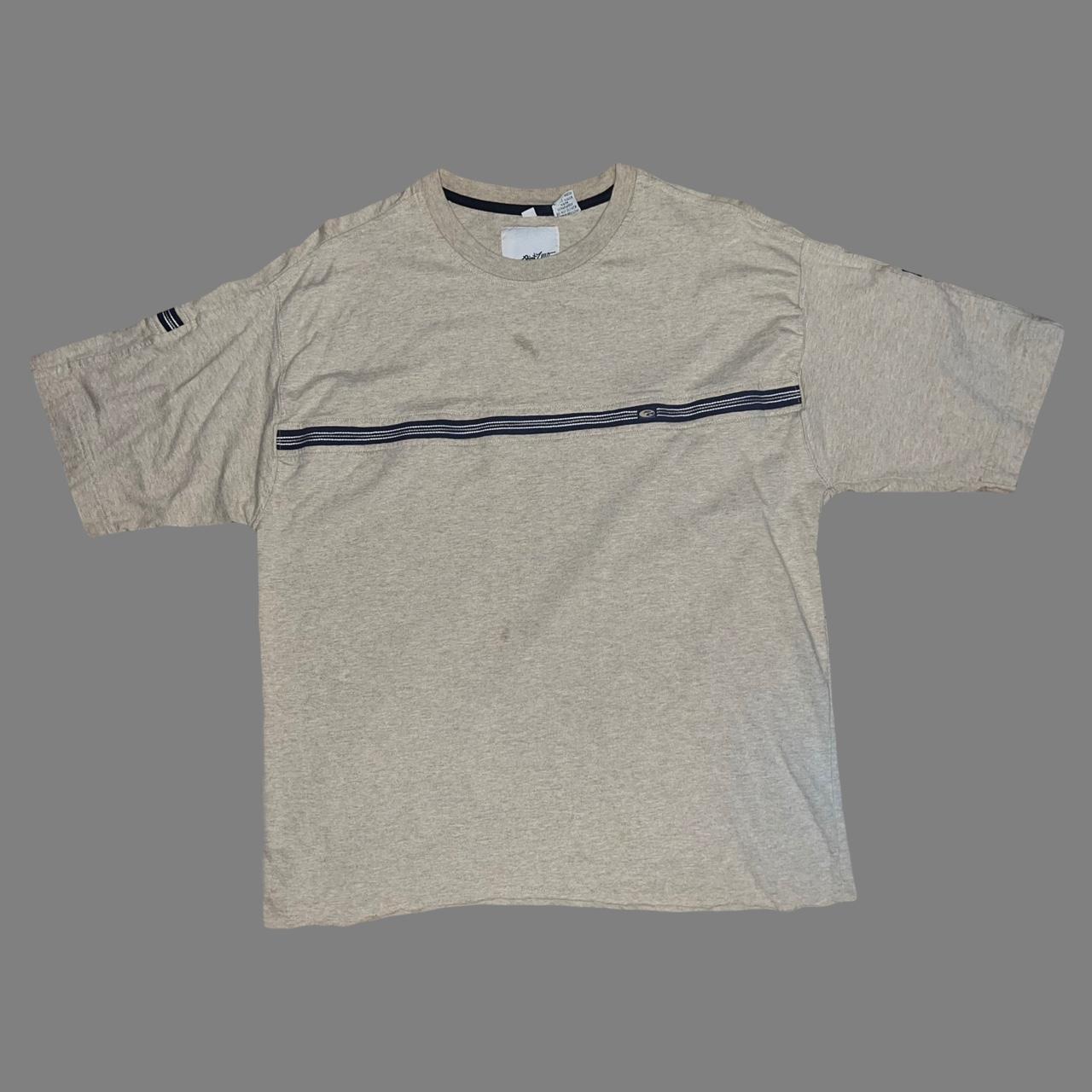 Grey point zero shirt with navy stripe Good... - Depop