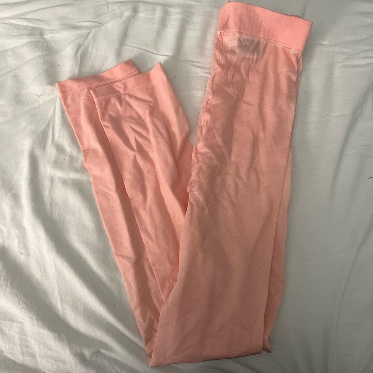 footless bright pink ballet tights size 12-14 kids... - Depop