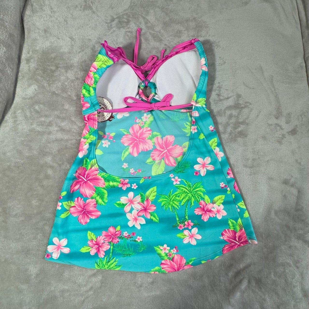 SO Hawaiian Floral Tropical Palm Tree Print Tankini... | Depop
