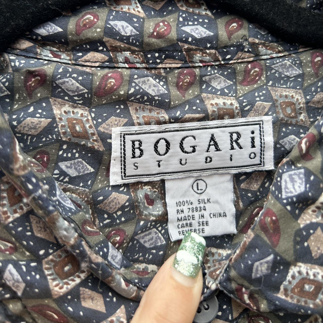 Vintage men’s silk retro shirt by bogari studio size... - Depop