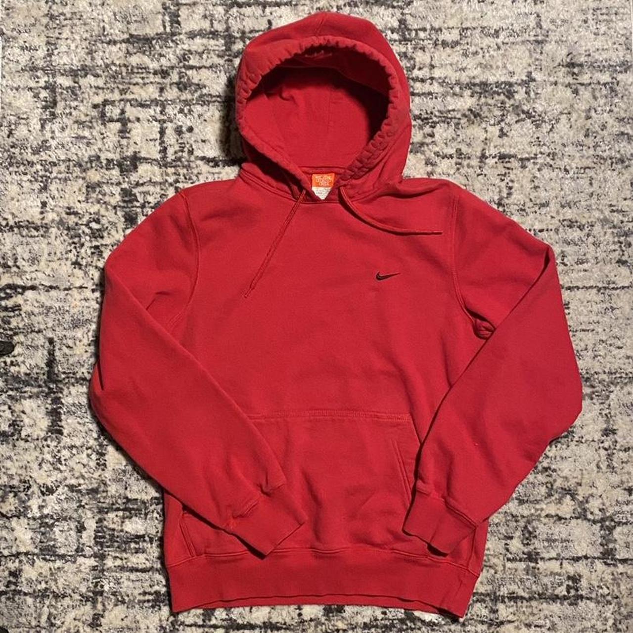 Vintage Y2K Red Nike Hoodie Size M W 20” by L... - Depop