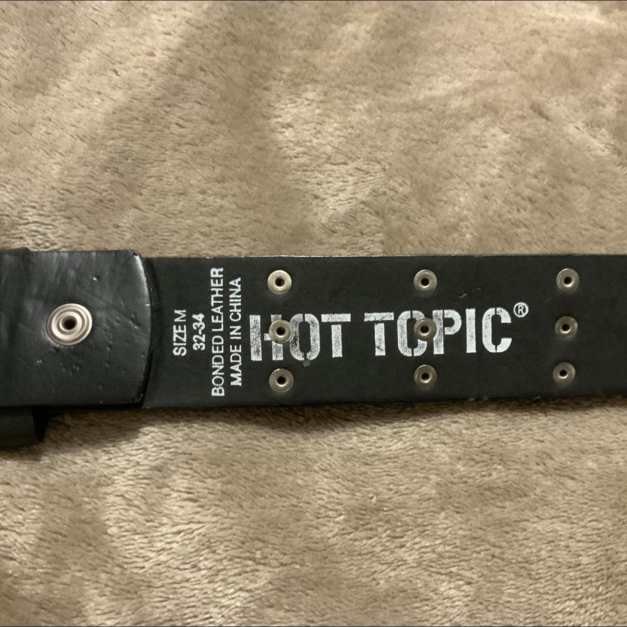 hot topic spiked leather belt size medium (runs... - Depop