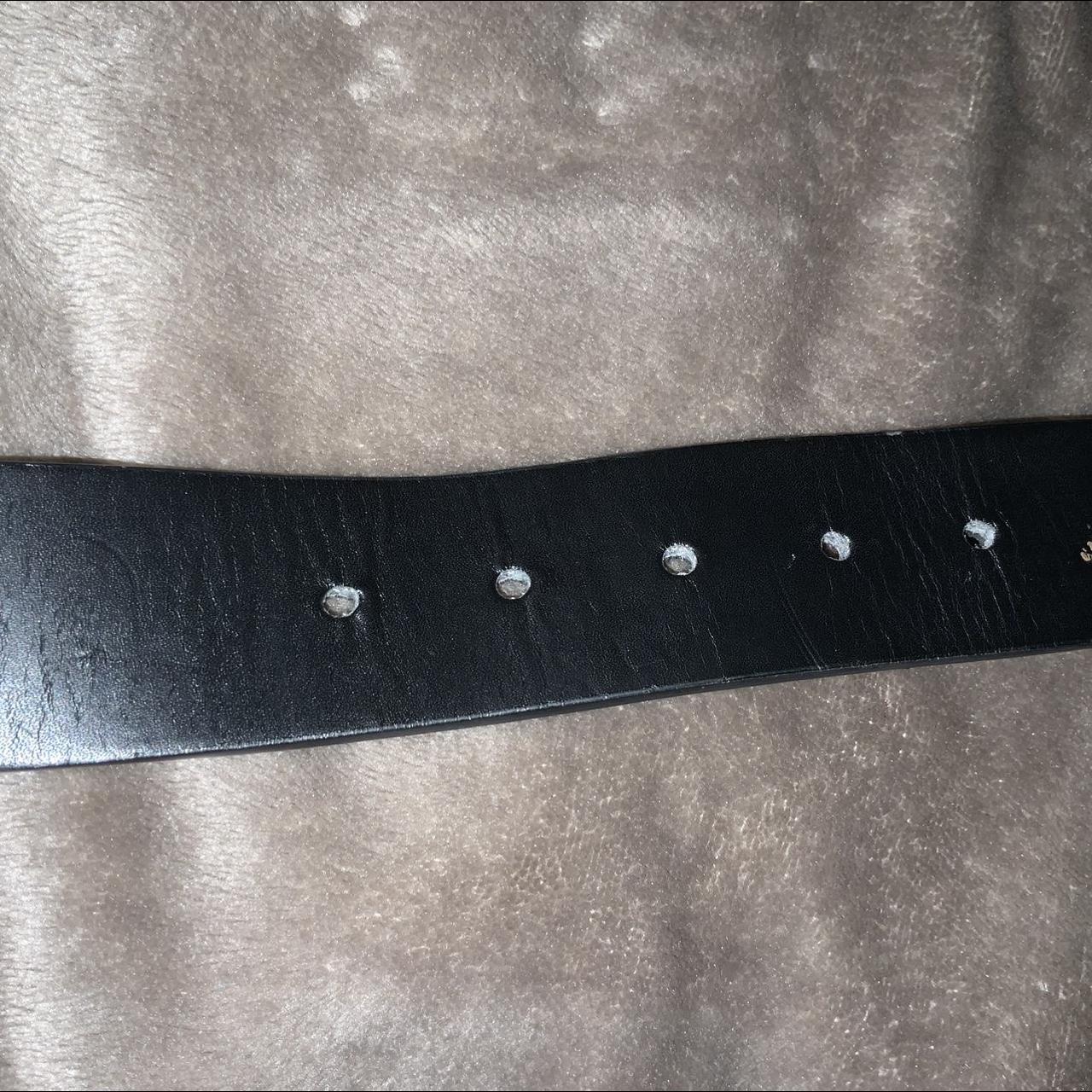 hot topic spiked leather belt size medium (runs... - Depop