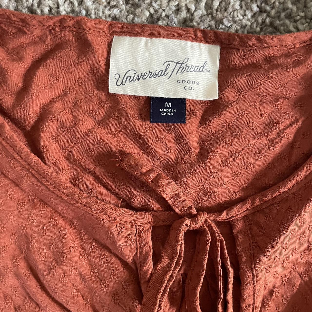 Universal Thread Women's Orange and Burgundy Blouse | Depop