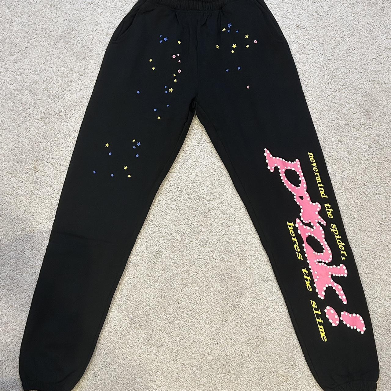 Pink Sp5der sweatpants L Never been worn so perfect... - Depop
