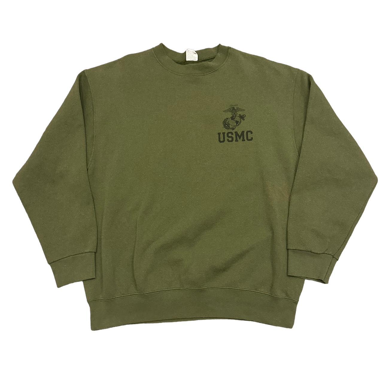Vintage Forest Green USMC Sweatshirt Perfect faded... - Depop