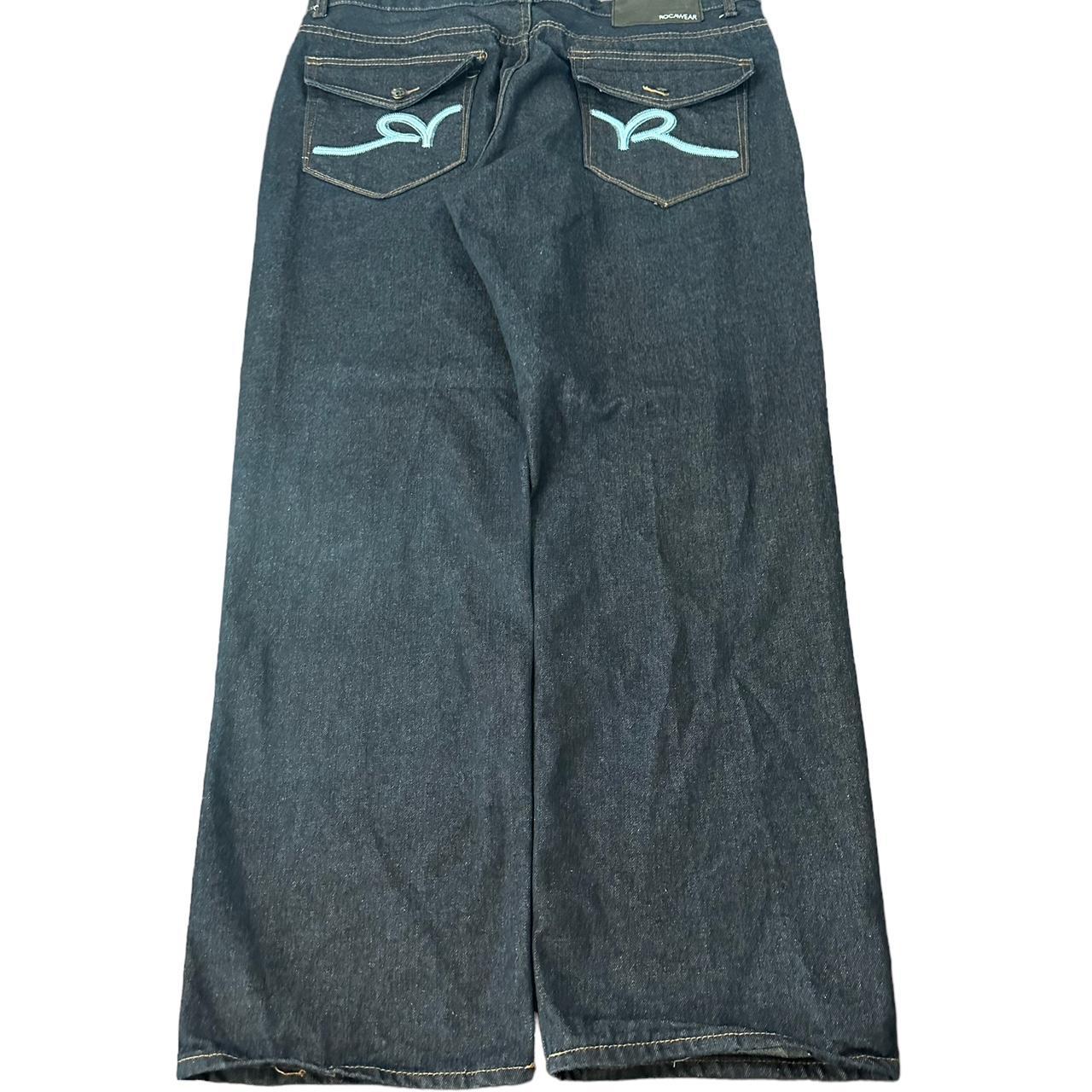 Y2K Dark Denim Rocawear Baggy Jeans Size 42x32 fits... - Depop