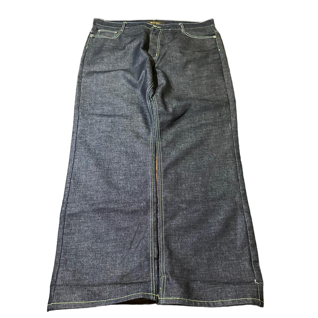 Y2K Baggy Black Chams Skater Embroidered Jeans Size... - Depop