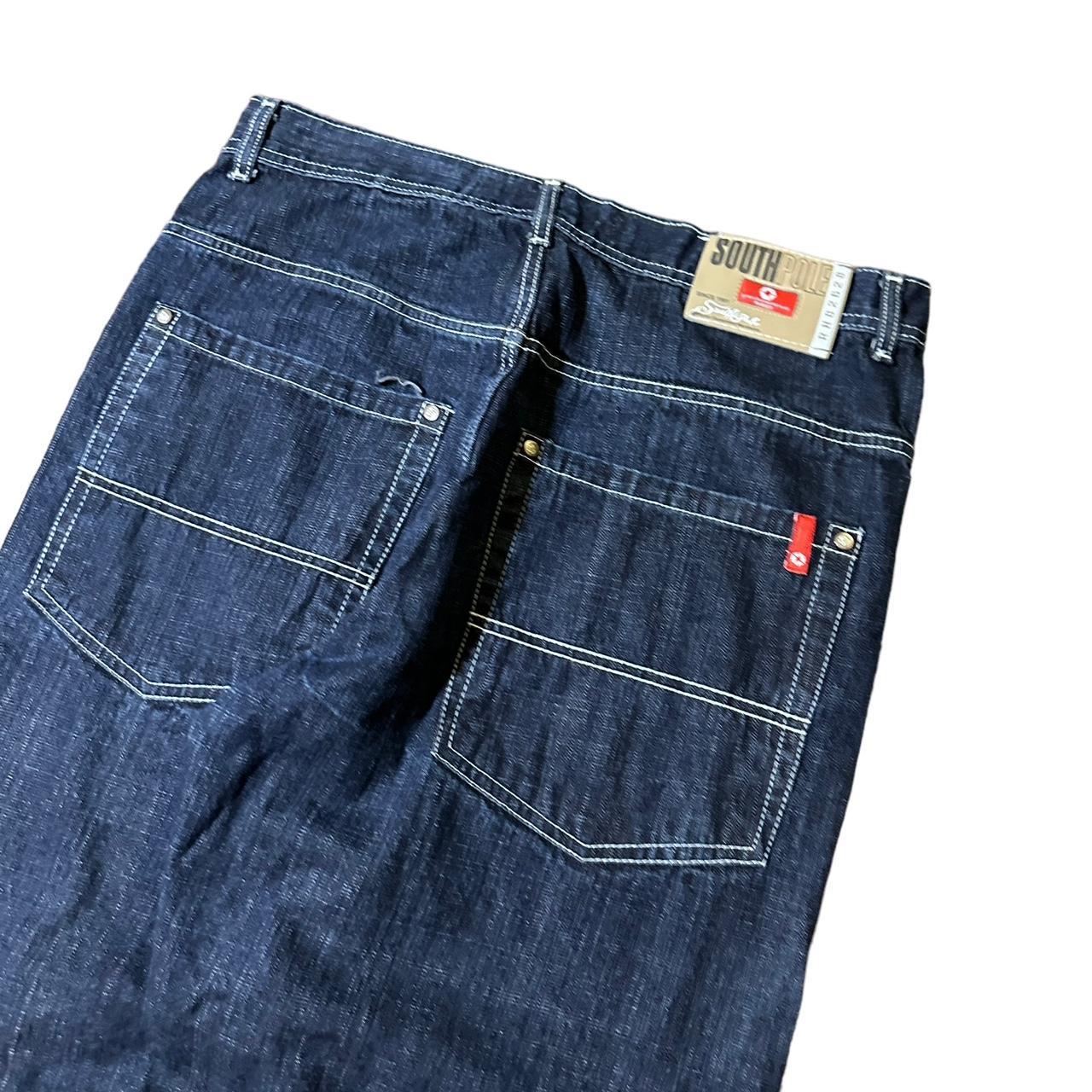 Y2K Dark Wash Southpole Red Tab Baggy Jeans Size... - Depop