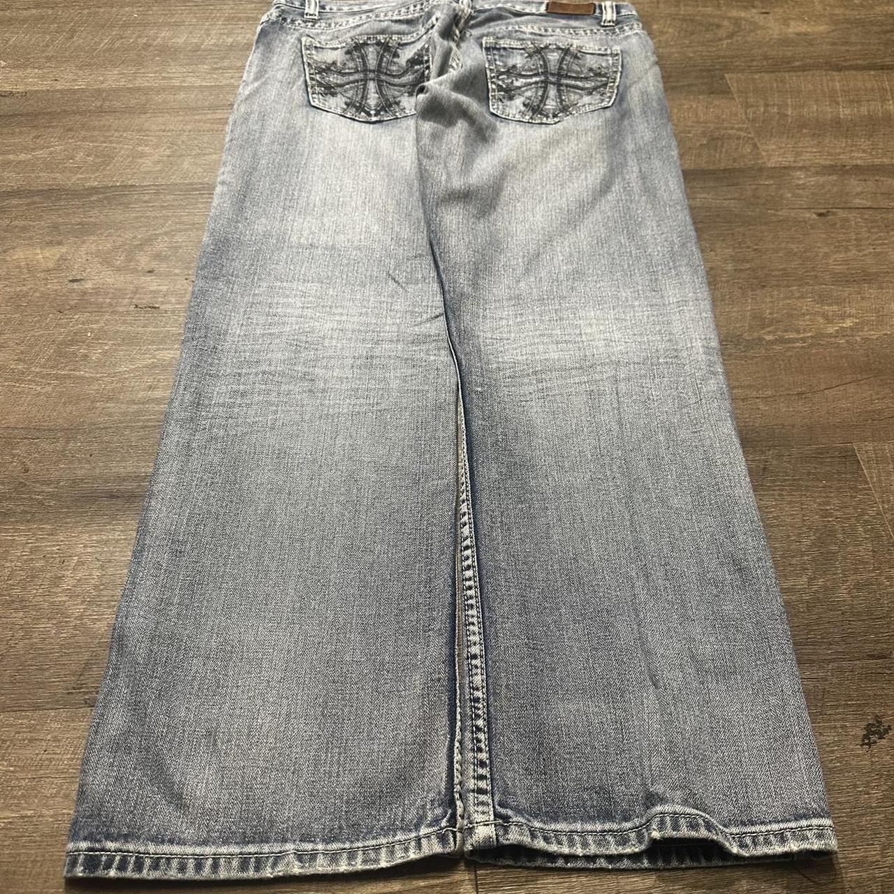 Y2K Flypaper Cross Embroidered Jeans Size - 34x30 -... - Depop