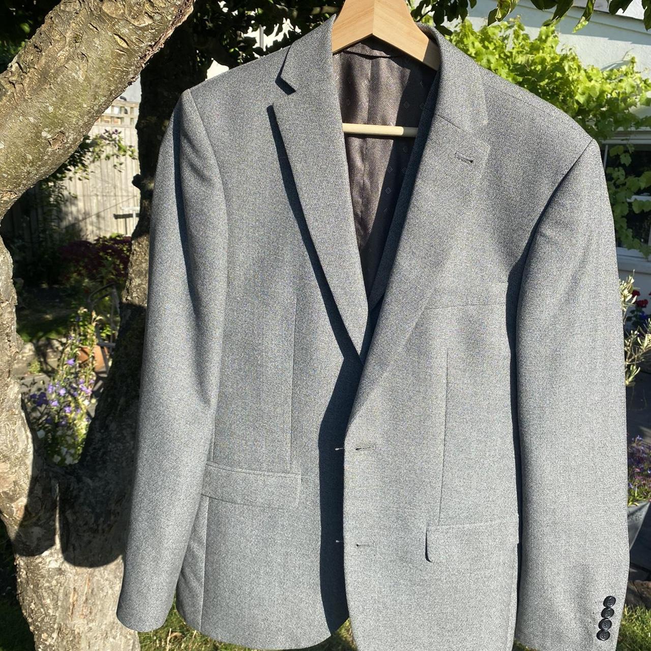 Next slim fit grey suit Jacket- 38r Trousers-... - Depop