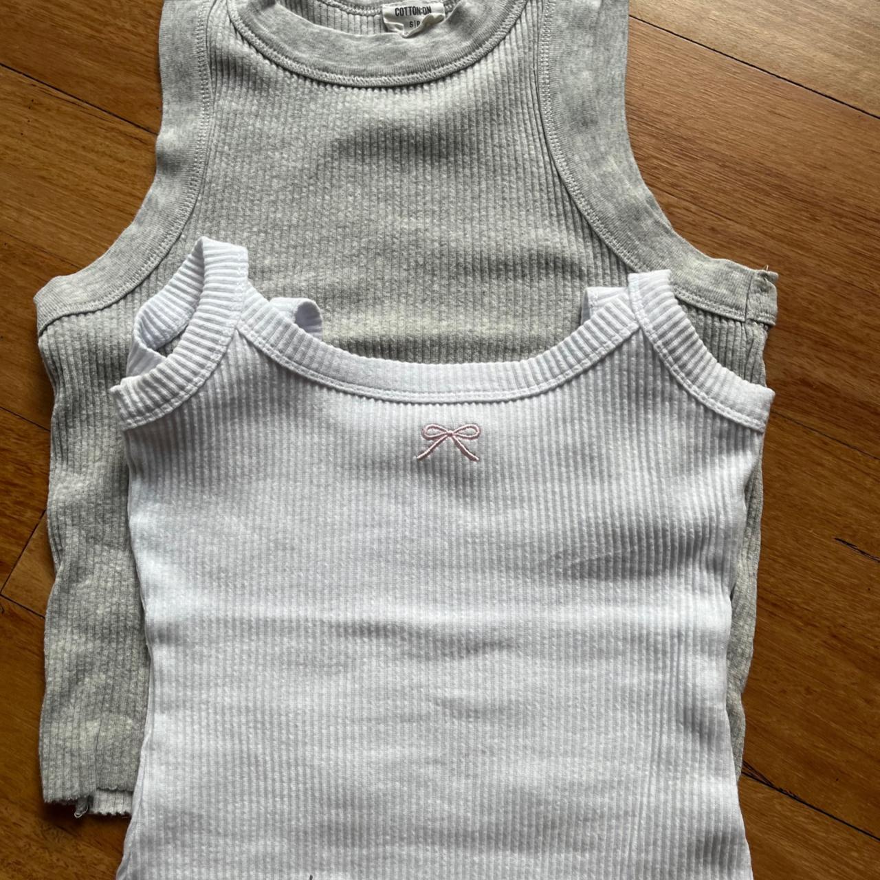 XS supre siri singlet bow, s cotton on grey singlet top | Depop