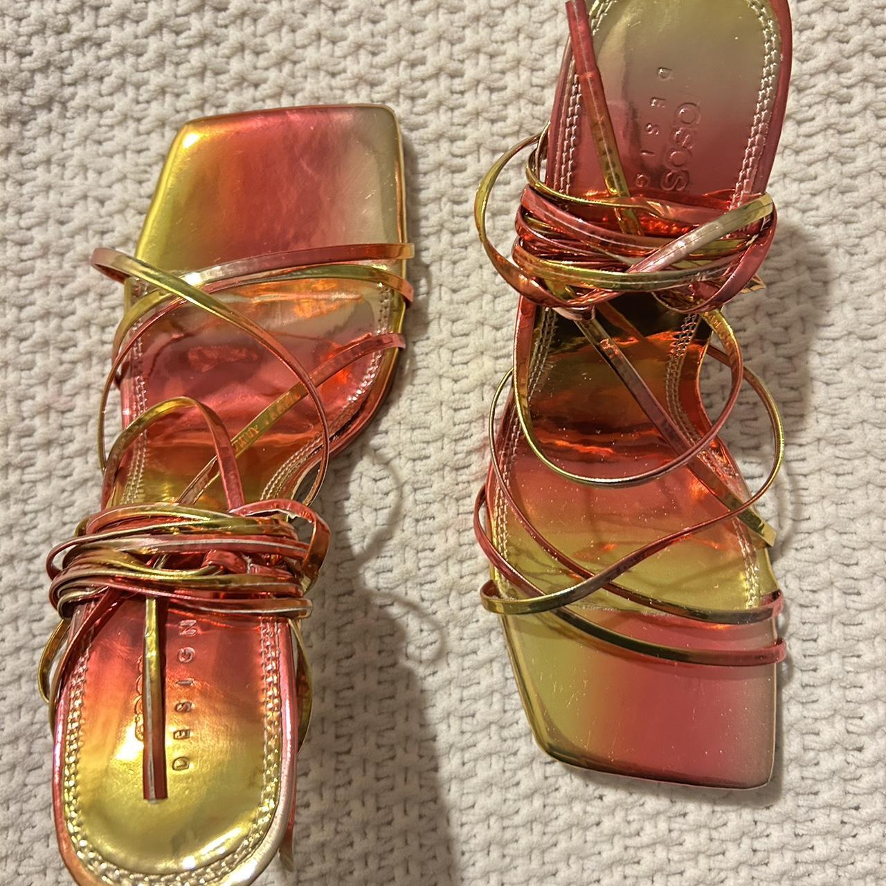 ASOS pink, yellow green chrome heels - Depop