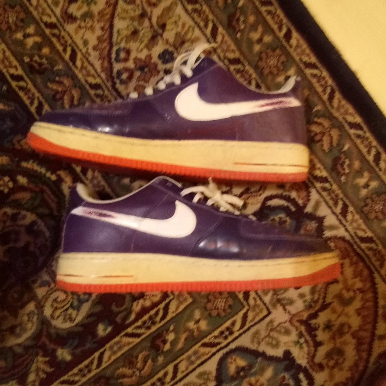 Purple and orange Nike AF 1s US 7 - Depop
