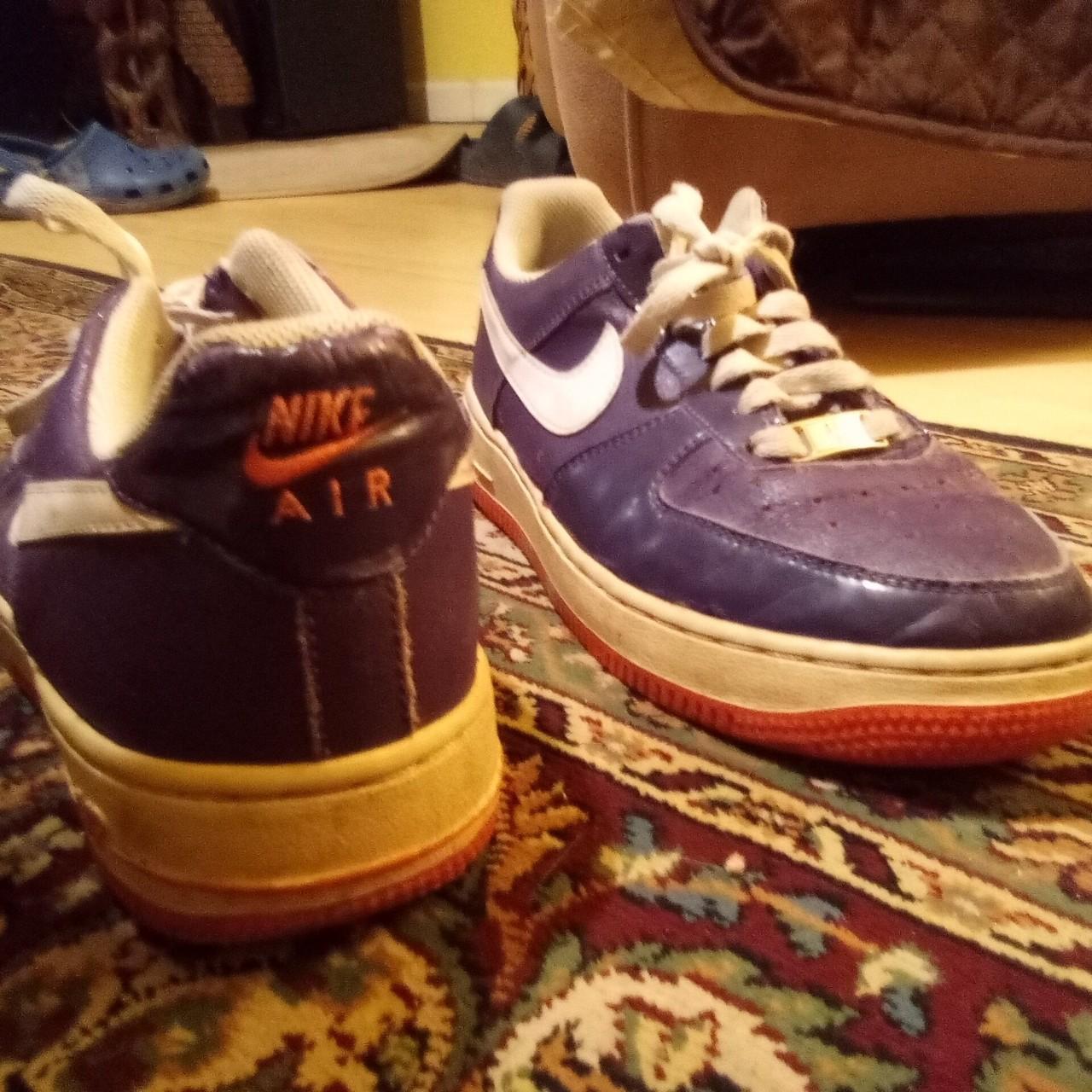 Purple and orange Nike AF 1s US 7 - Depop