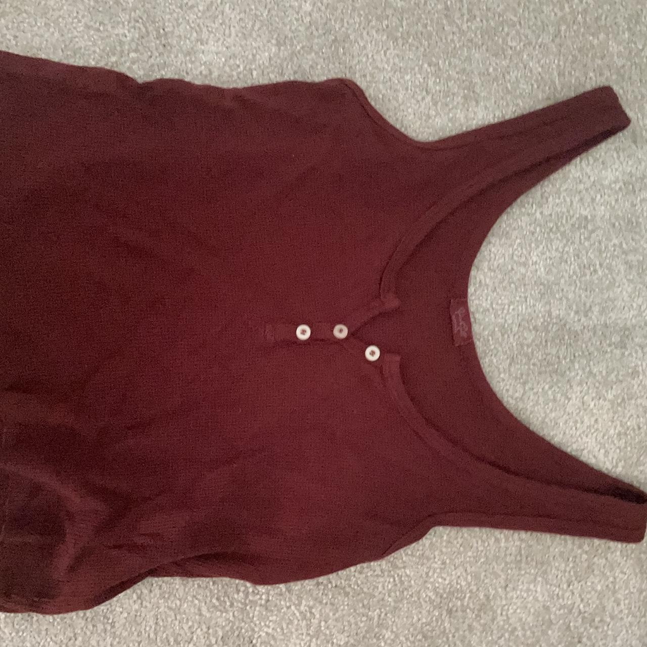 Burgundy brandy tank top slightly cropped worn a few... - Depop