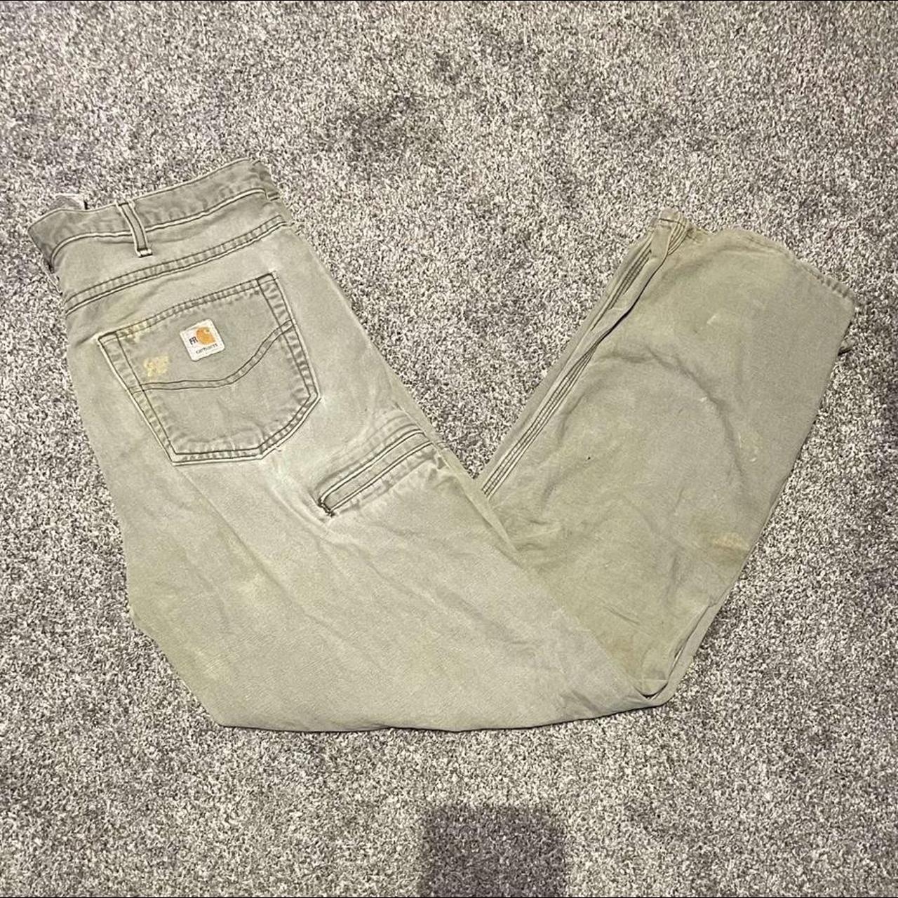 Carhartt Men's Green and Khaki Trousers | Depop