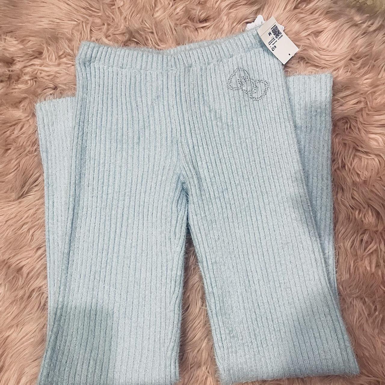 Blue and white Hello Kitty ribbed pants Blue angel... - Depop