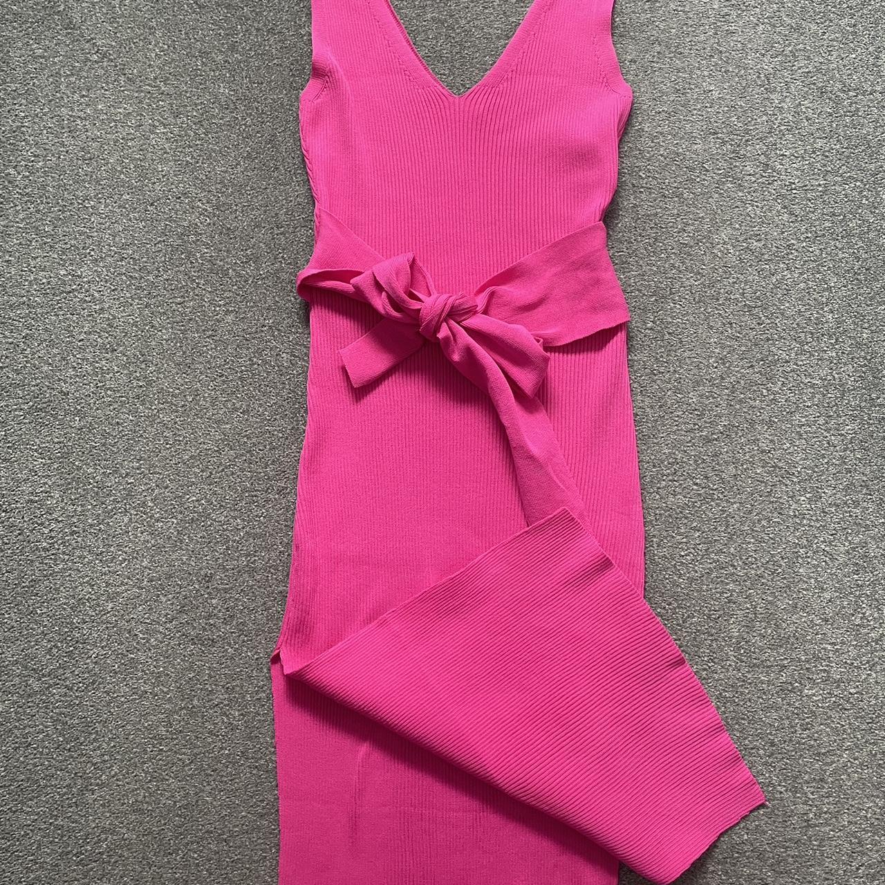 pink split leg tie up dress Size S/M would fit a... - Depop