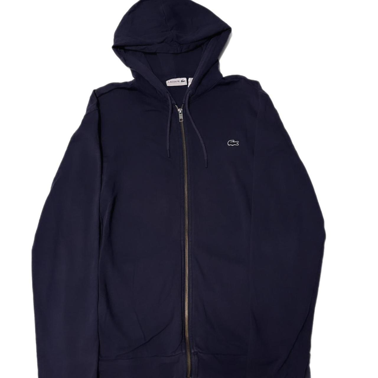 Lacoste Zipper Hoodie Size: Large Navy Blue - Depop