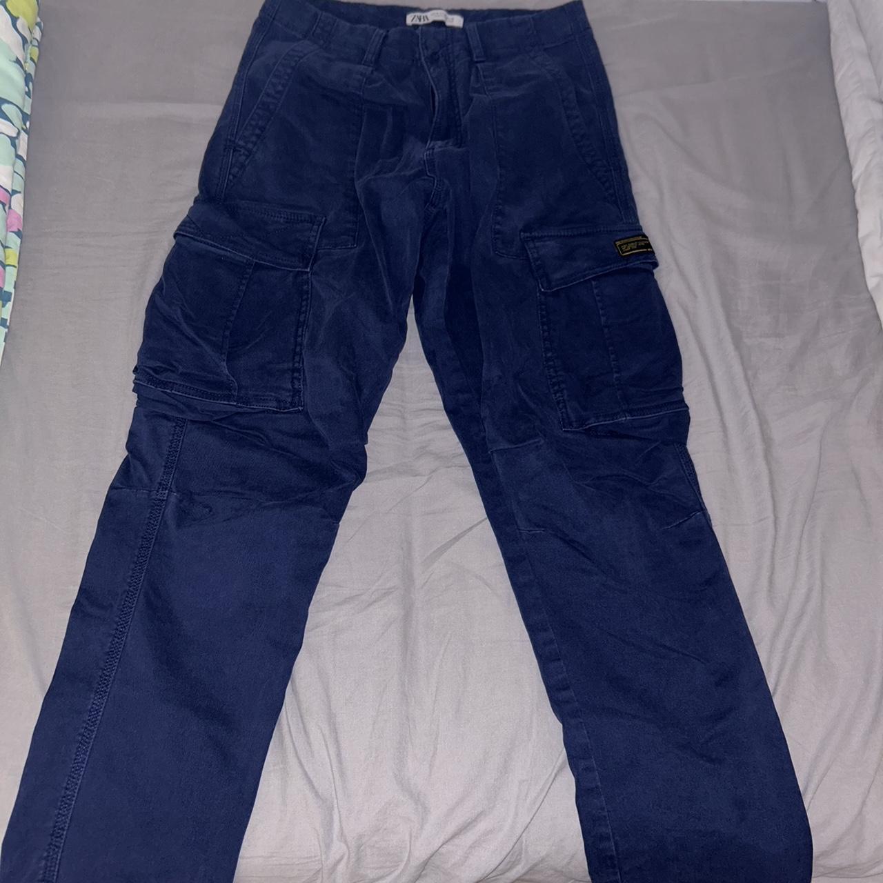 Zara deep blue cargos / wore them a few times /... - Depop