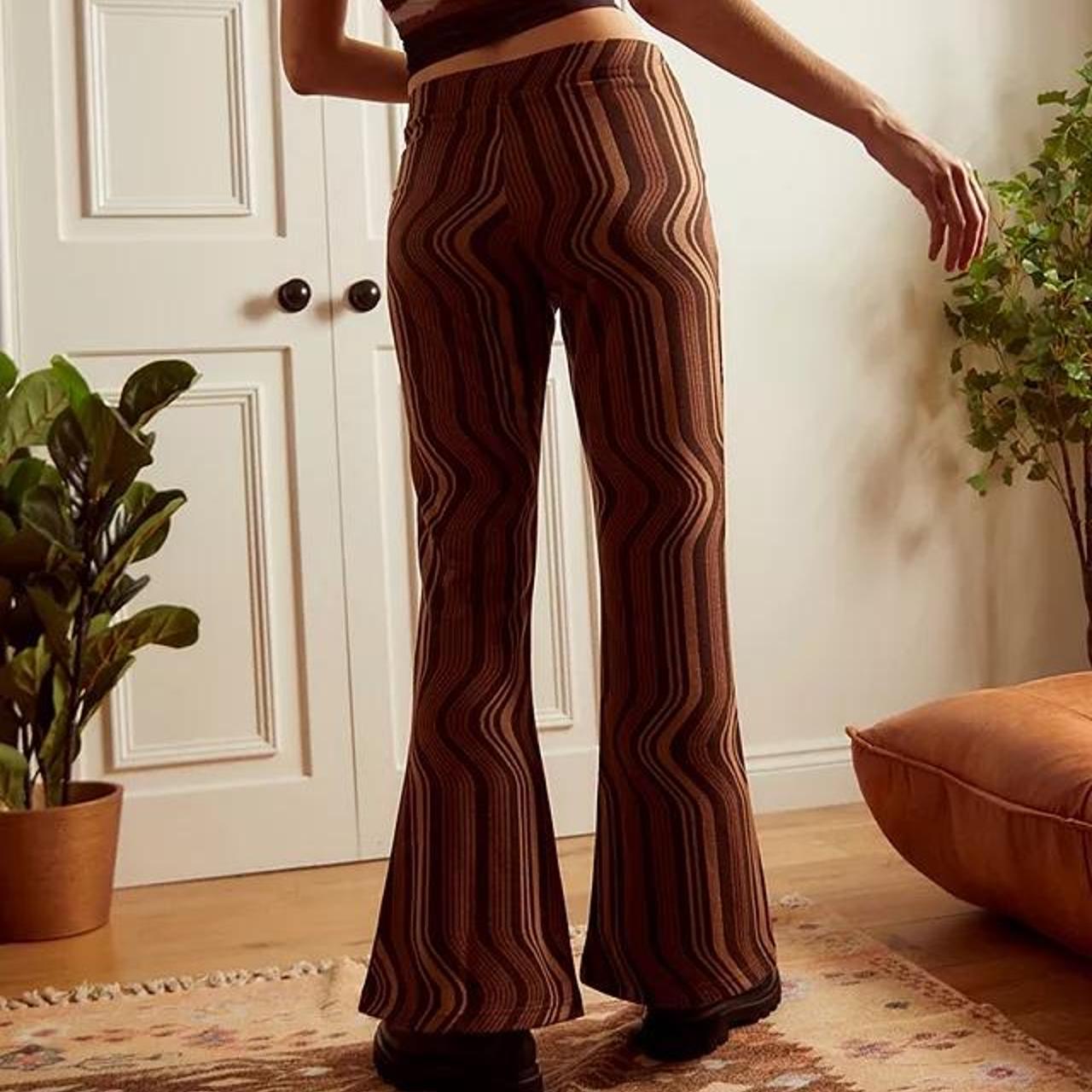 UO wavy patterned brown flares Super thick and... - Depop