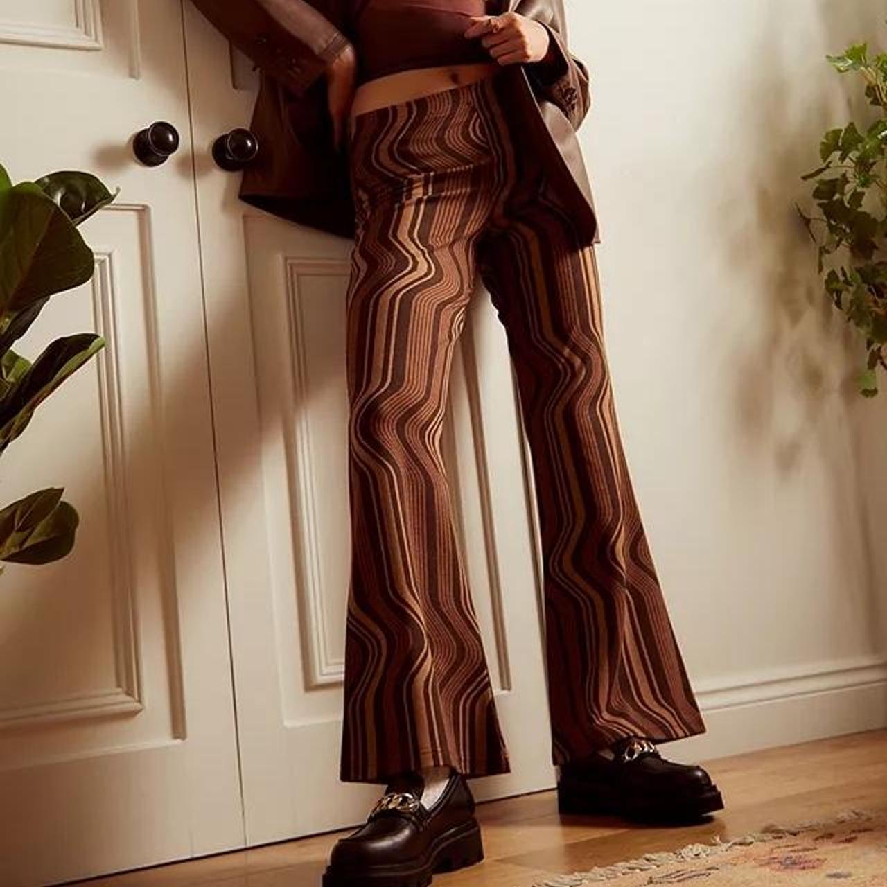UO wavy patterned brown flares Super thick and... - Depop