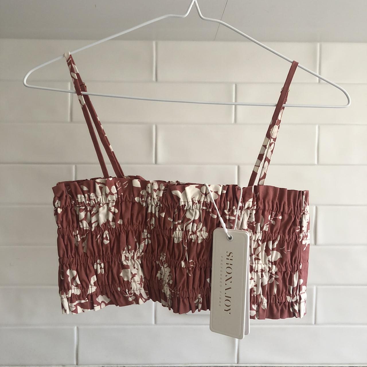 Shona Joy Floral Shirred Crop Top, Size AU 6. Brand... - Depop