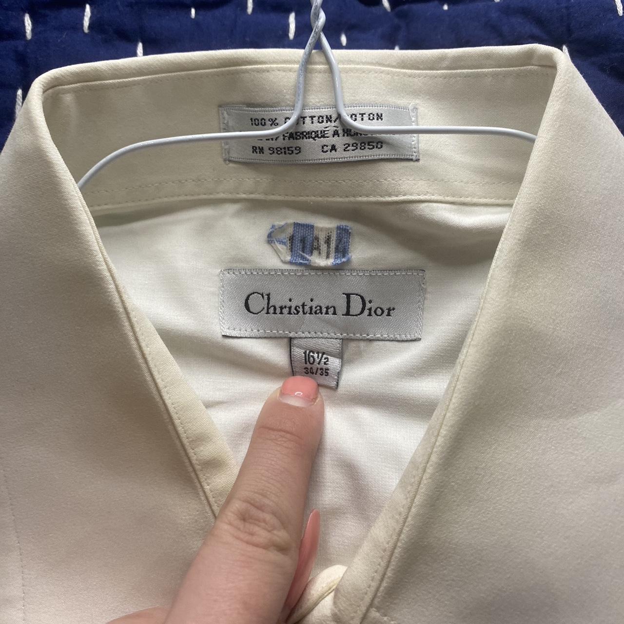 Christian Dior button up Size 16 1/2-34/35 Color white - Depop