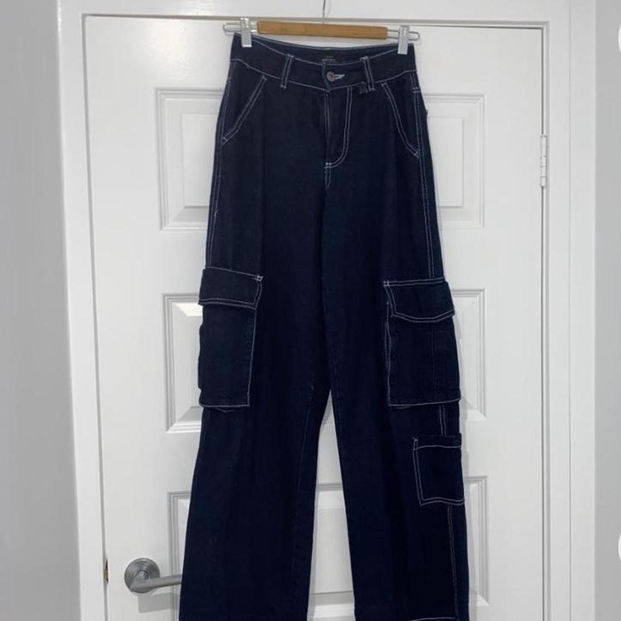 FACTORIE - Contrast stitch baggy cargo denim jean... - Depop