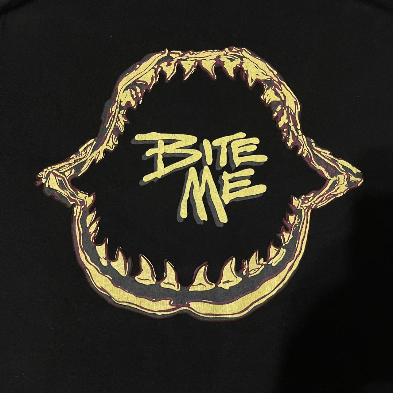Vintage Shark Teeth "Bite Me" Graphic T-Shirt... - Depop