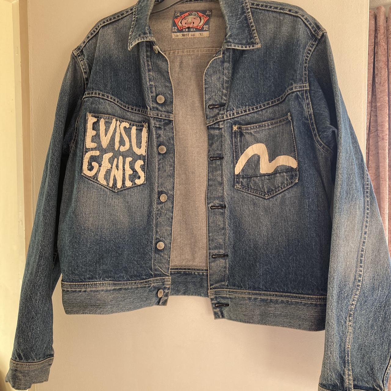 Evisu genes vintage early 90’s denim jacket worn but... - Depop
