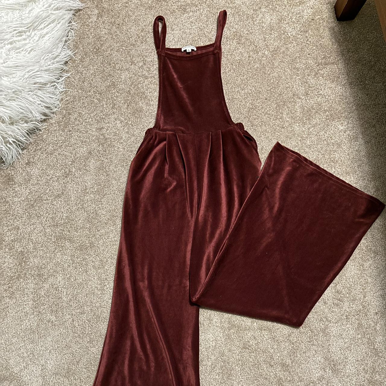 Earthbound, size small, red, wide leg, velvet... - Depop