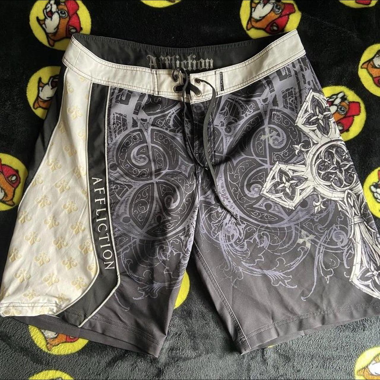Affliction Men's Black Shorts | Depop