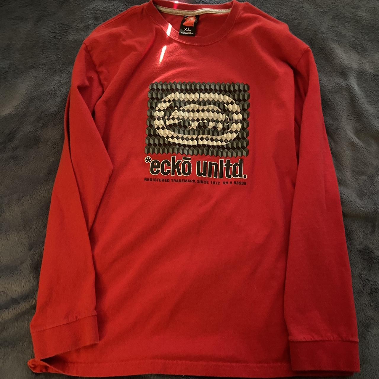 RED ECKO UNITD longsleeve with sick front design... - Depop