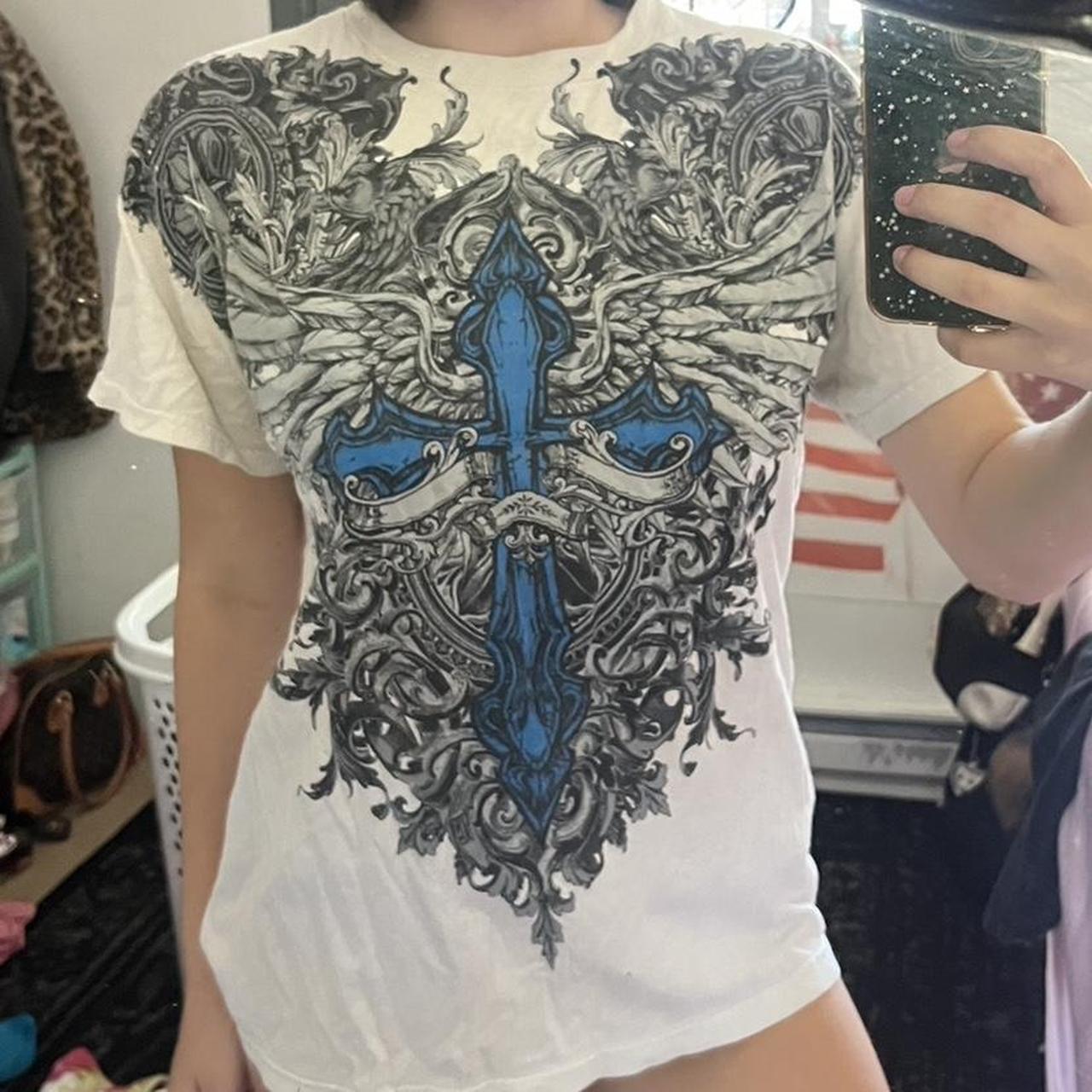 MMA elite emo cross oversized tee. Flaws pictured.... - Depop
