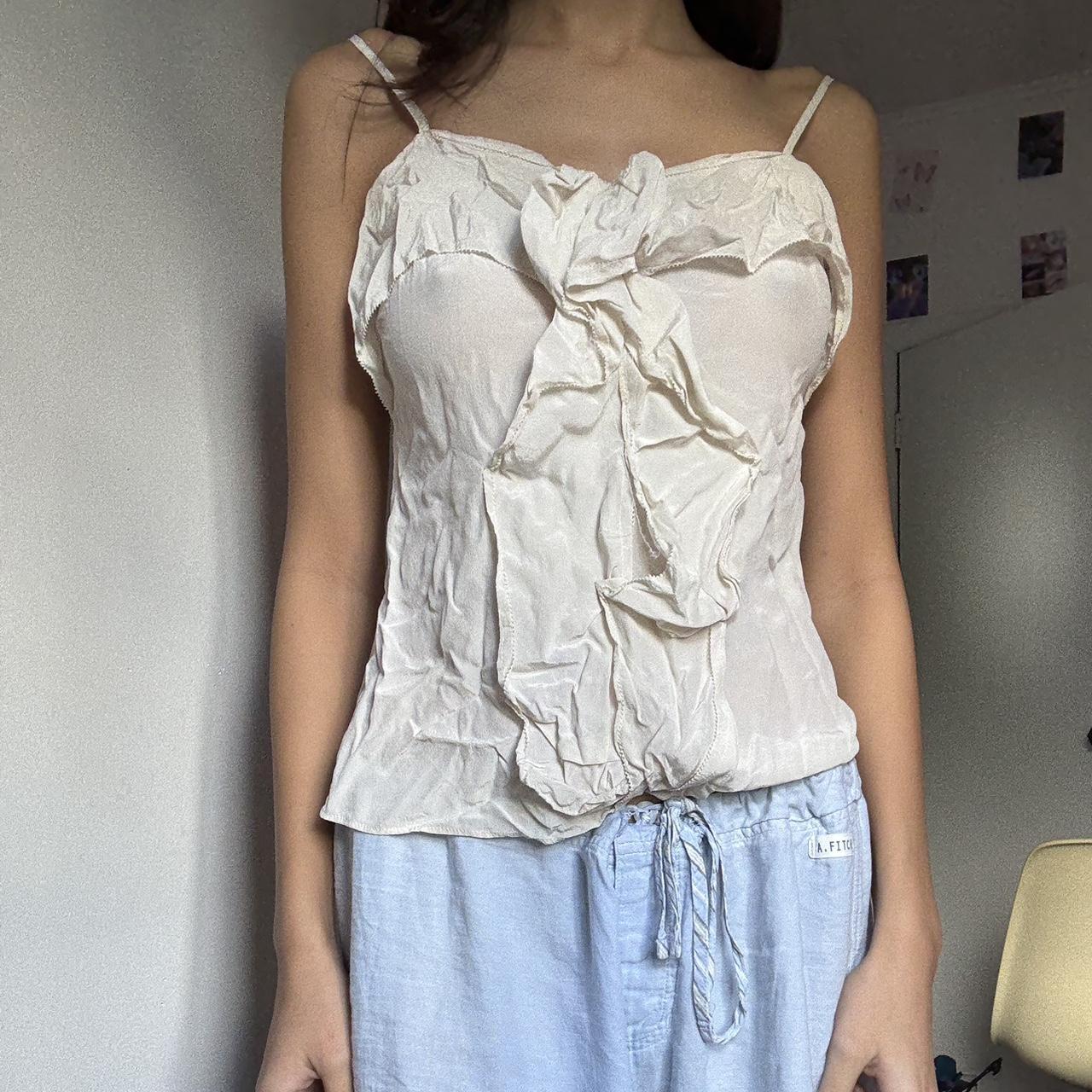 Country Road Cream cami top with a delicate ruffle... | Depop