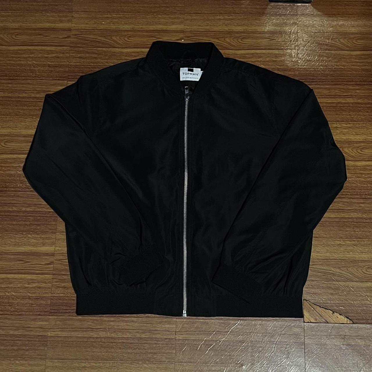 topman black bomber jacket size L tagged xl but fits... - Depop