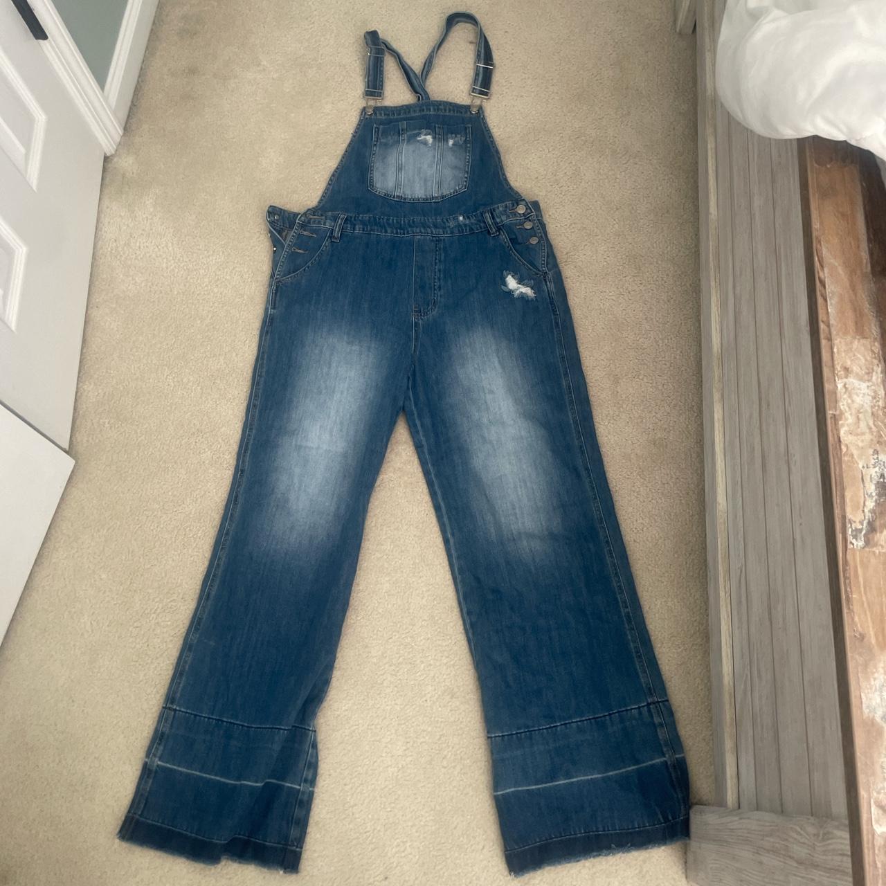 Blue jean overalls, size large! Super cute , just... - Depop