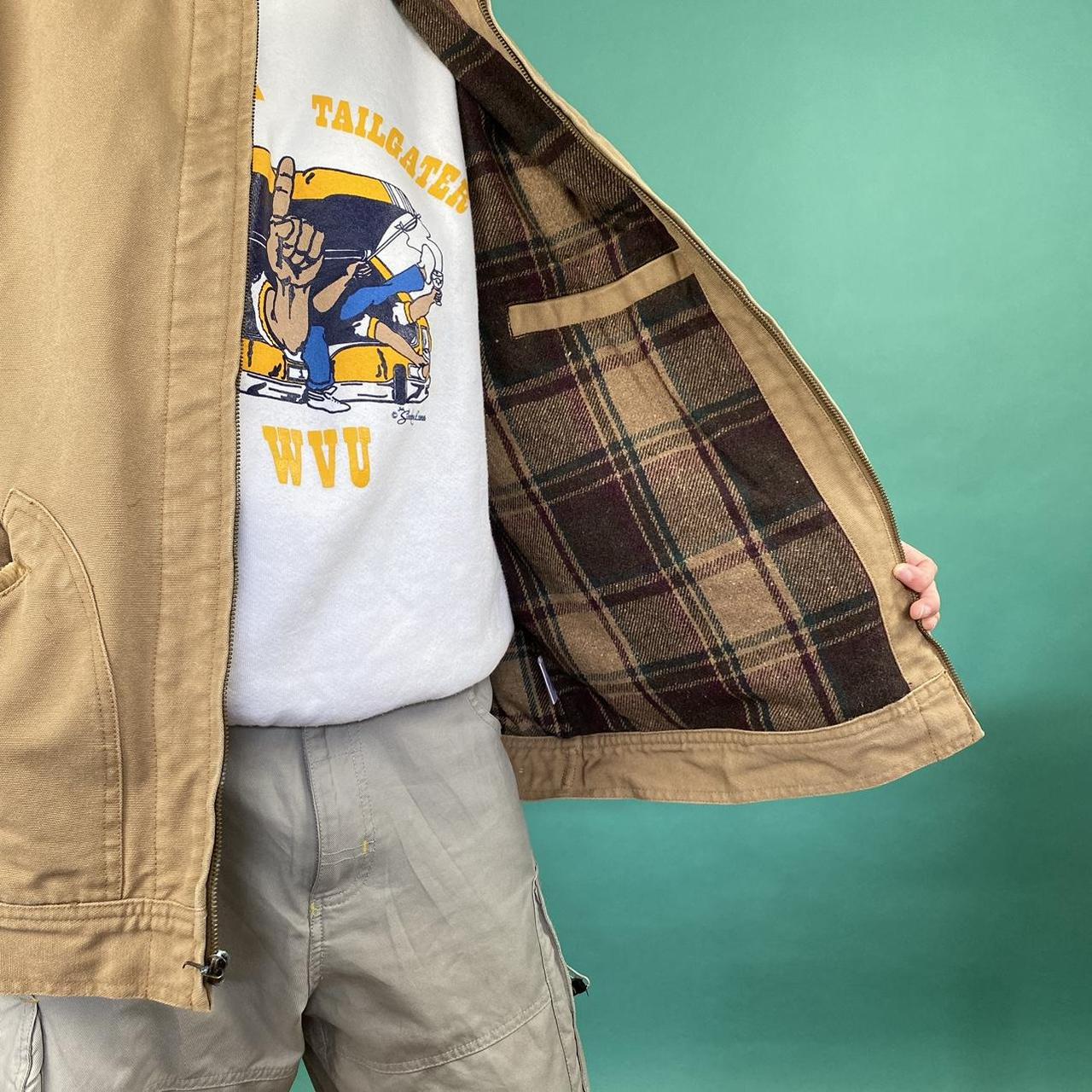 Vintage Detroit work jacket tan. Details: - zip... - Depop