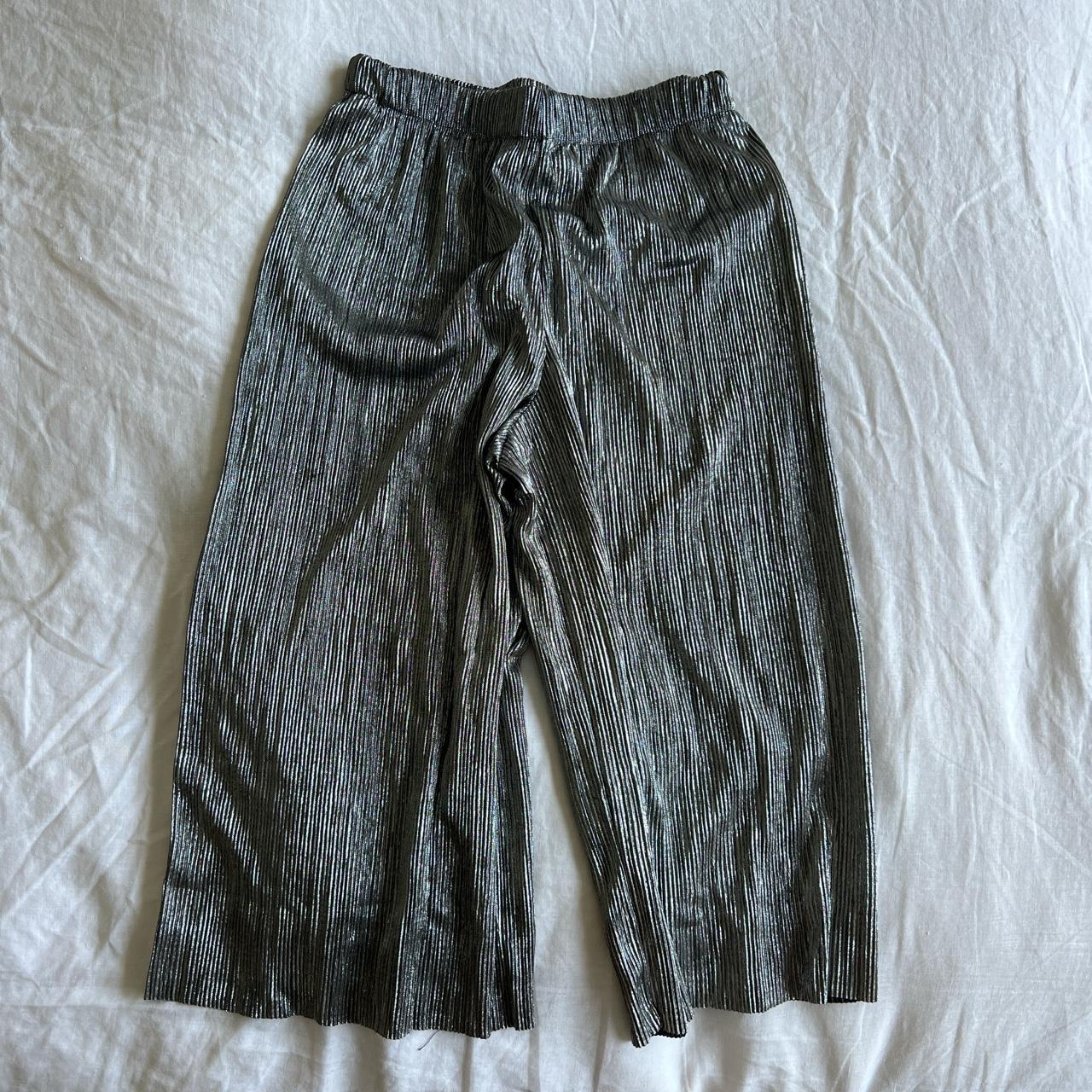 Old zara metallic midi/ cropped pants. Cute! Length... - Depop