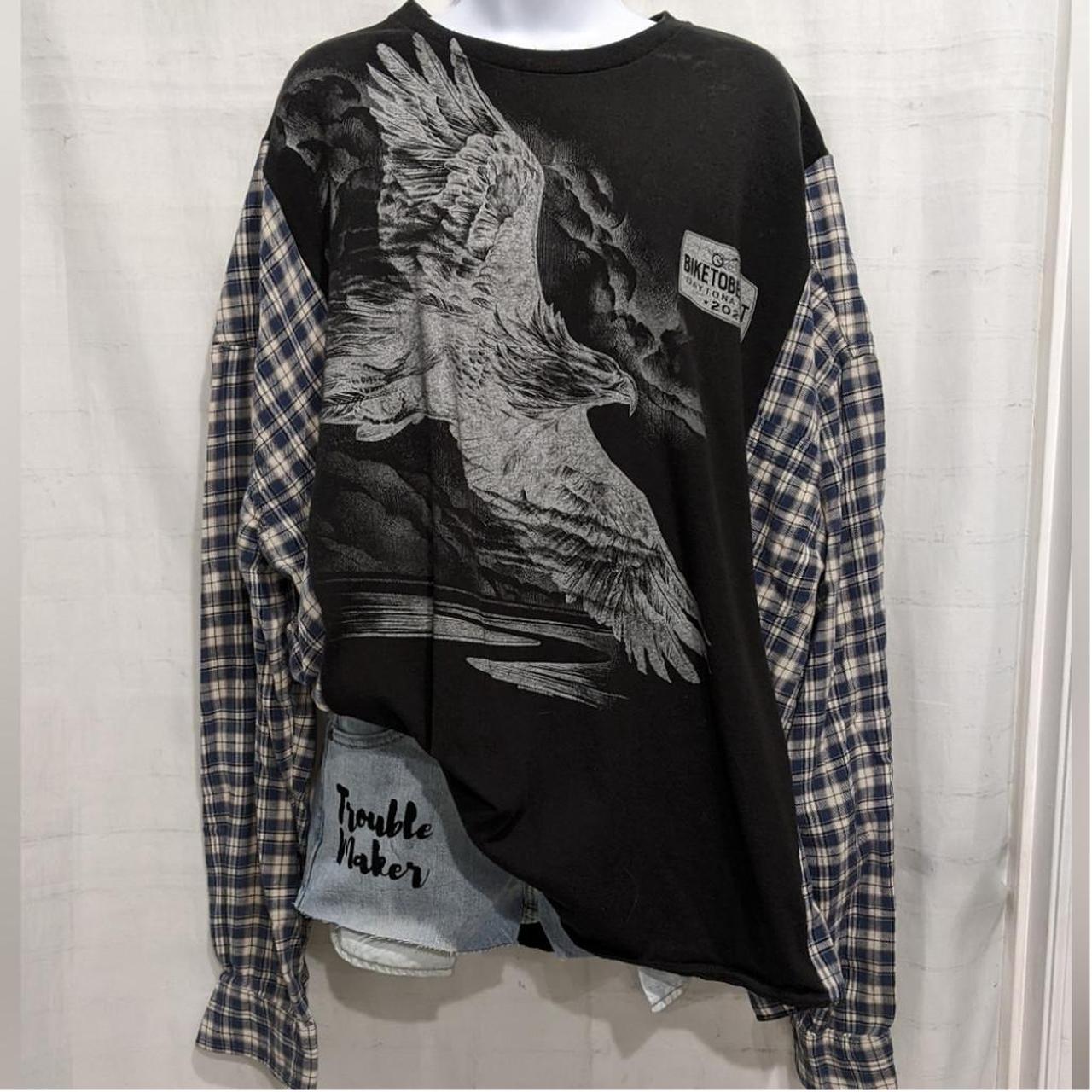 Oversized, upcycled and altered flannel. Meant to be... - Depop