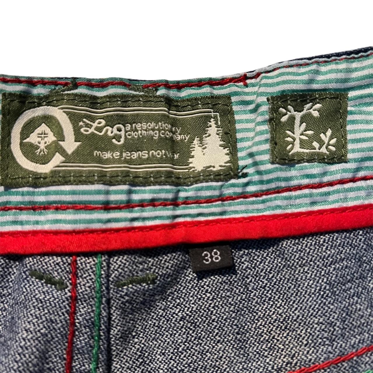 Lrg denim straightleg embroidered pockets 38” Good... - Depop