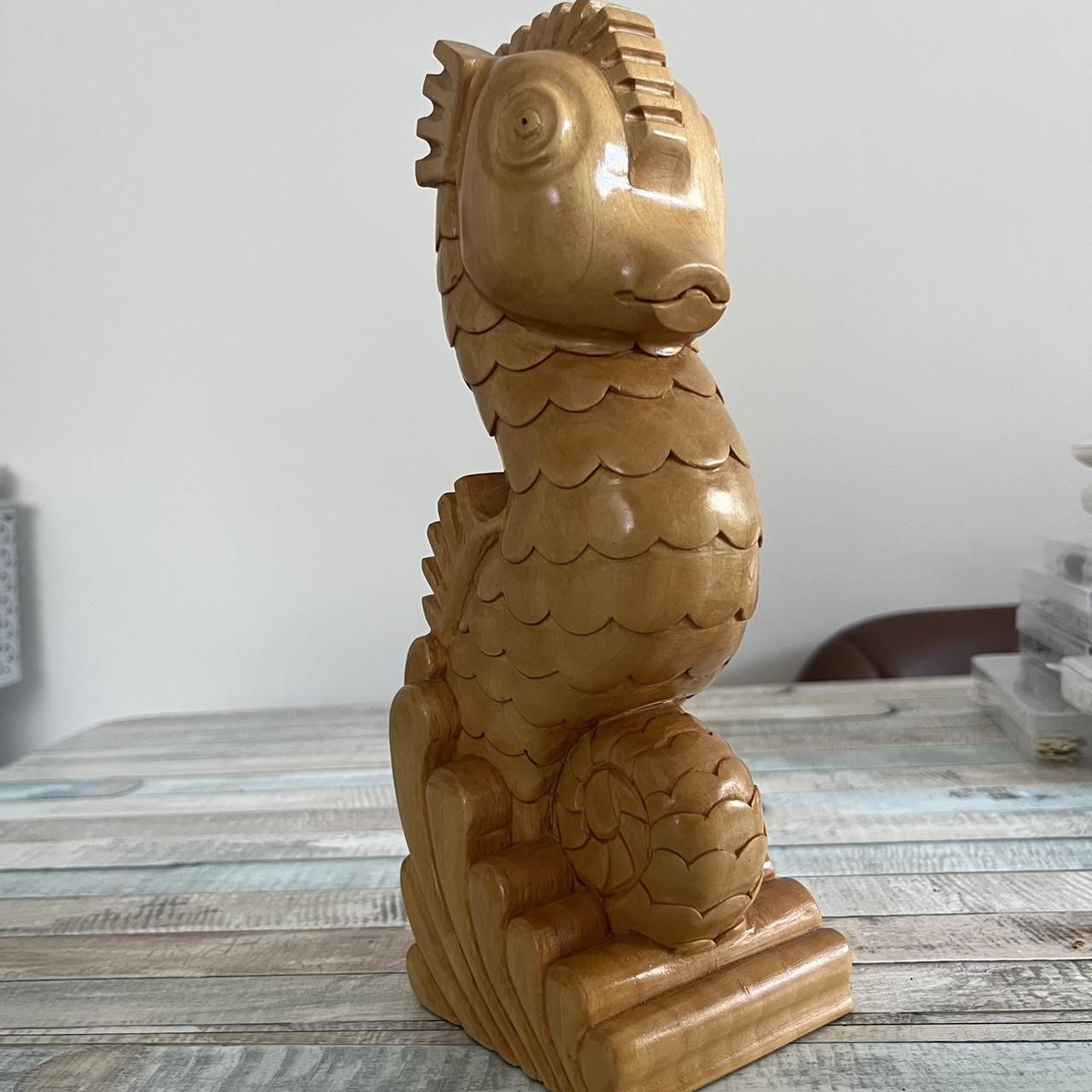 GORGEOUS hand carved wooden seahorse ornament /... - Depop