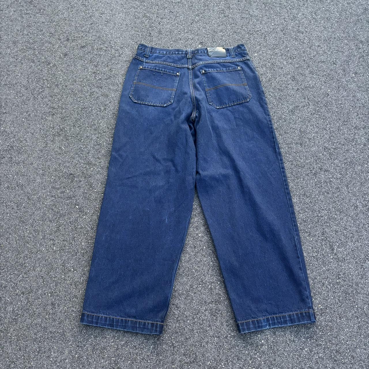 Y2K Karl Kani baggy jeans 36x32 wide-leg dark blue wash - Depop
