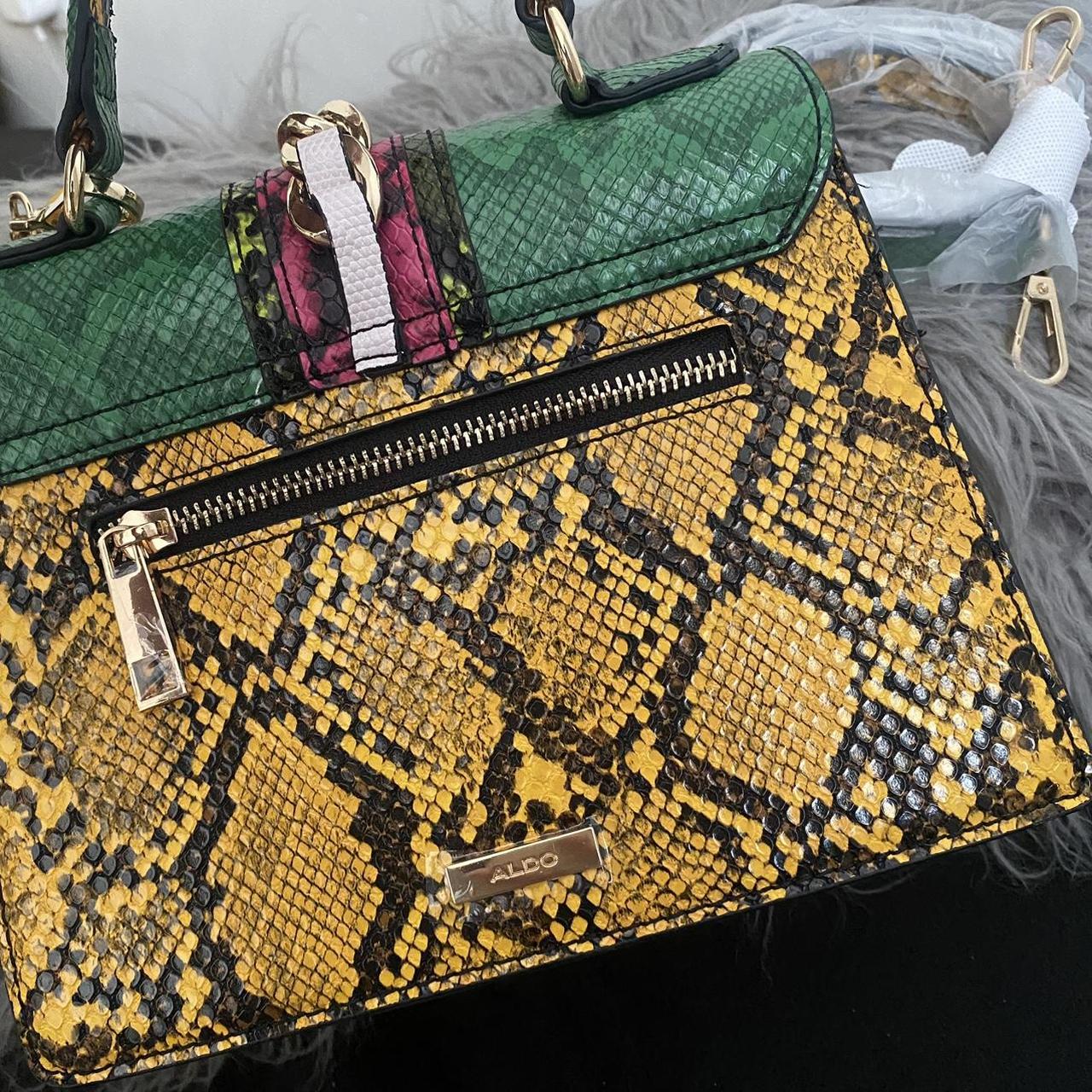 Aldo green snake print crossbody bag Used it once... - Depop