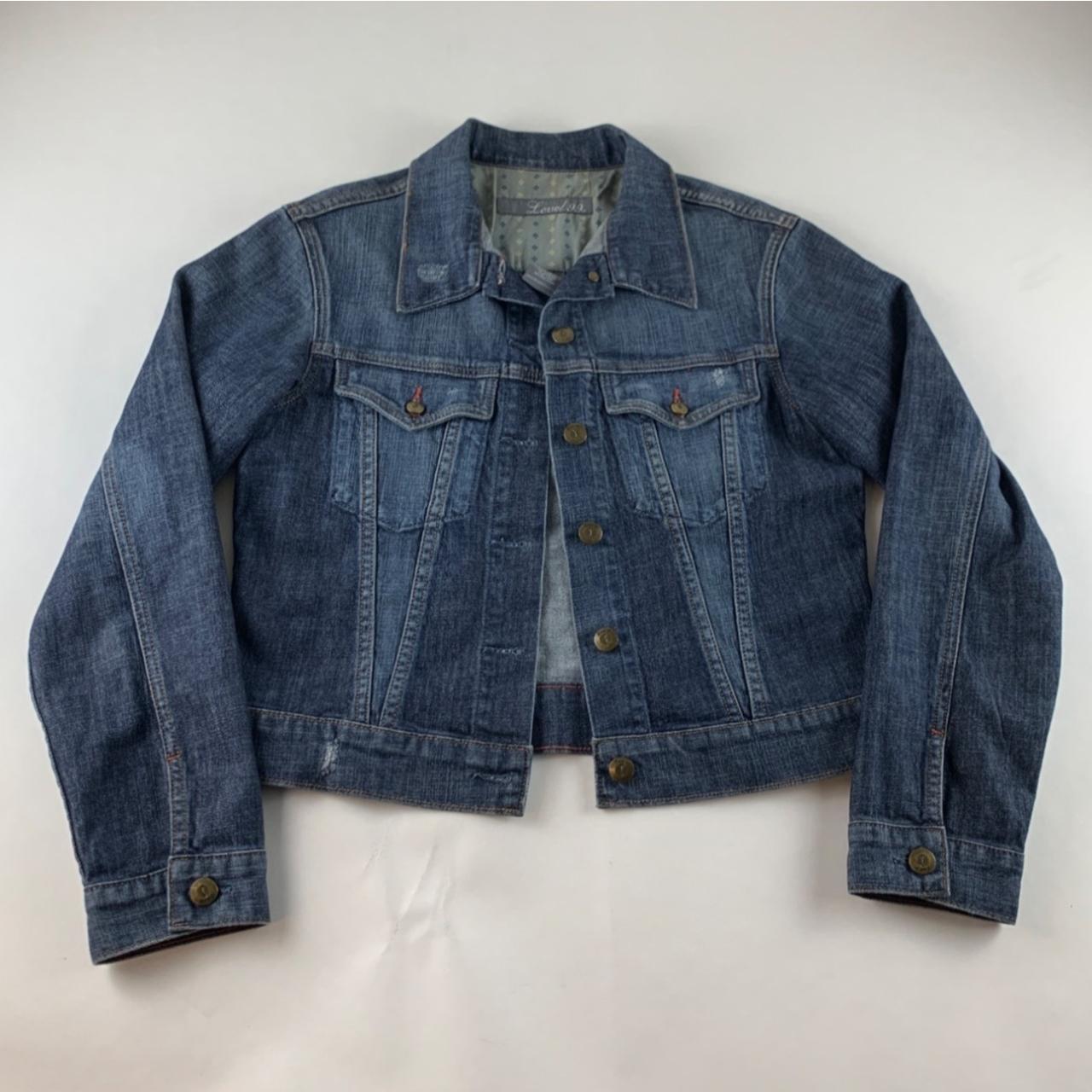 Level 99 Jacket Dark Denim Button Front Bomber... - Depop