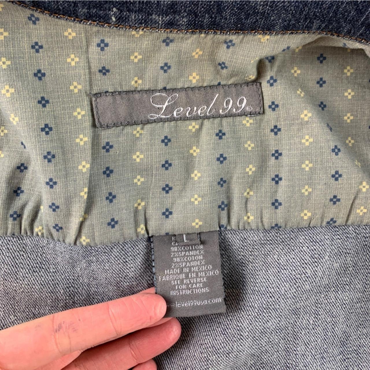 Level 99 Jacket Dark Denim Button Front Bomber... - Depop